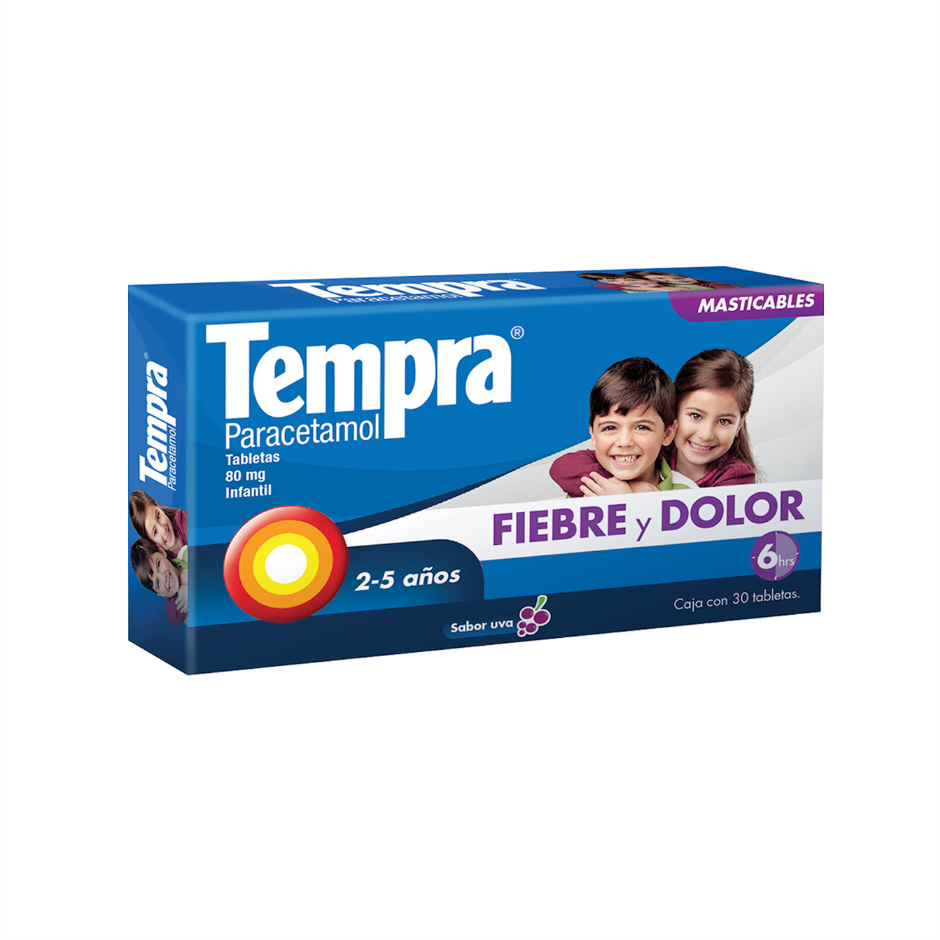Tempra®: Tableta masticable infantil 6 a 12 años | Tempra